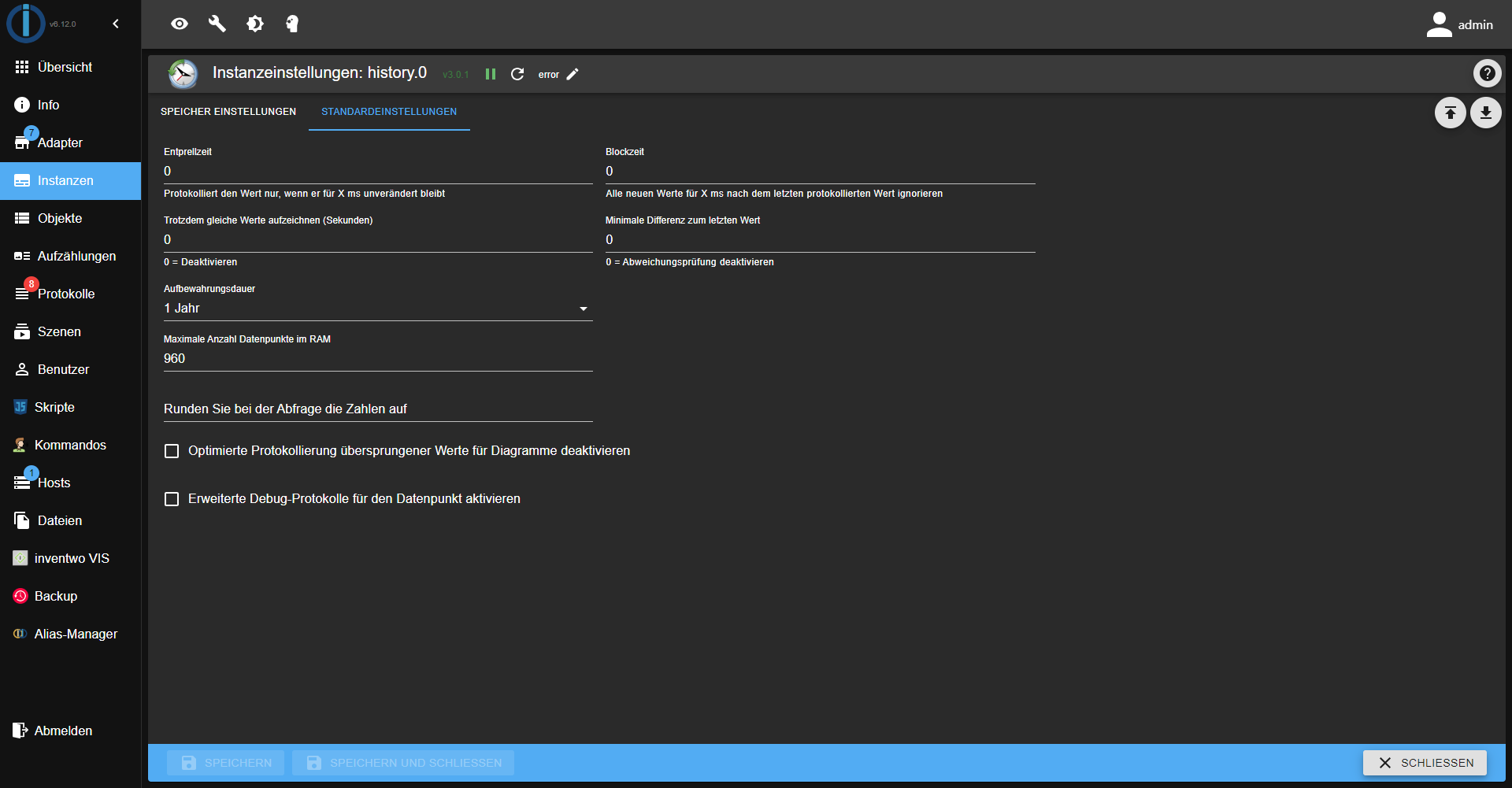 ioBroker History - Verlaufsdaten - Hobbyblogging